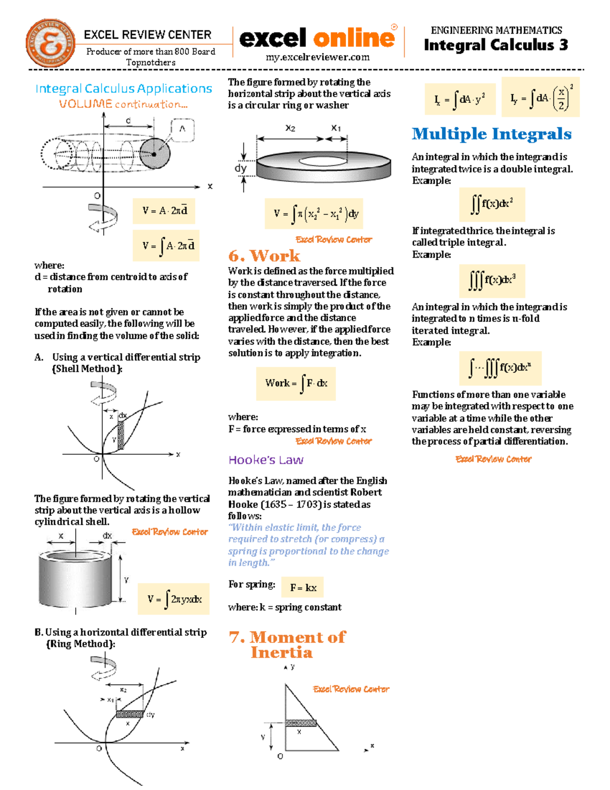 Integral Calculus 3 - Excel Review Center Notes - Studocu