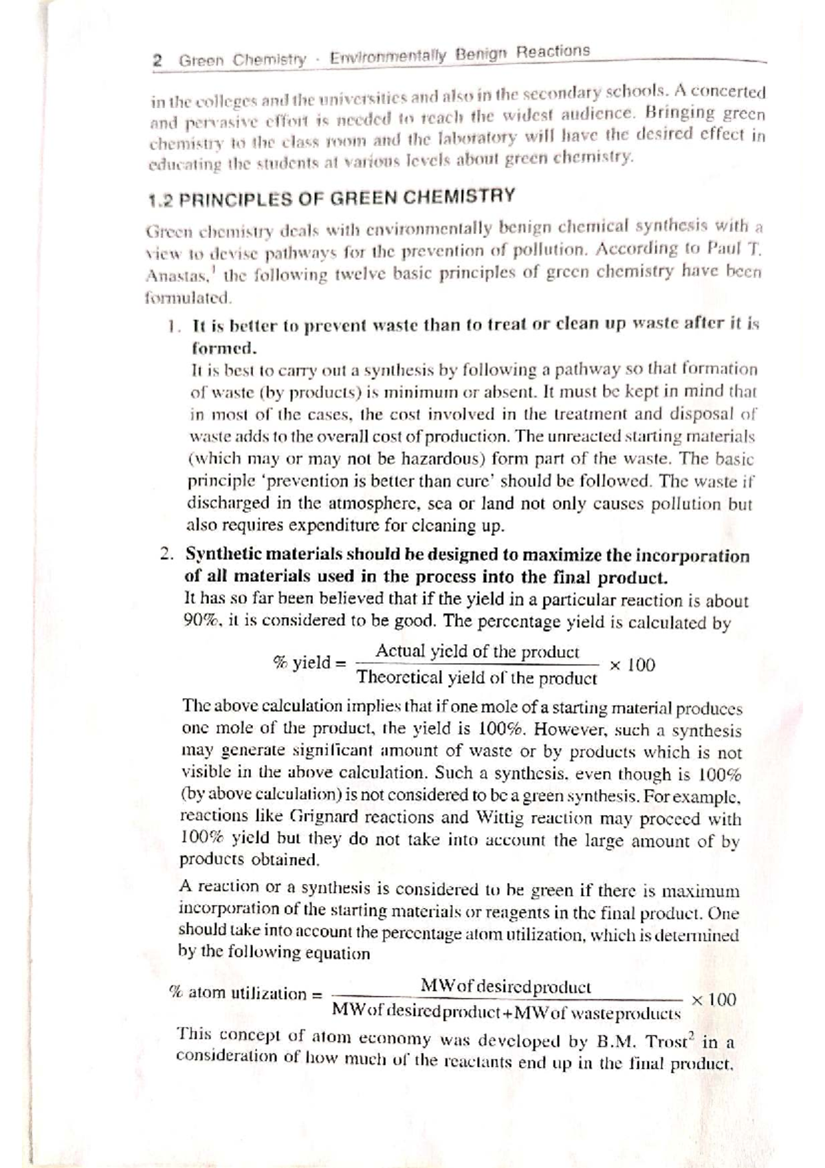 Green Chemistry Principles: Environmentally Benign Reactions (CHEM 2 ...