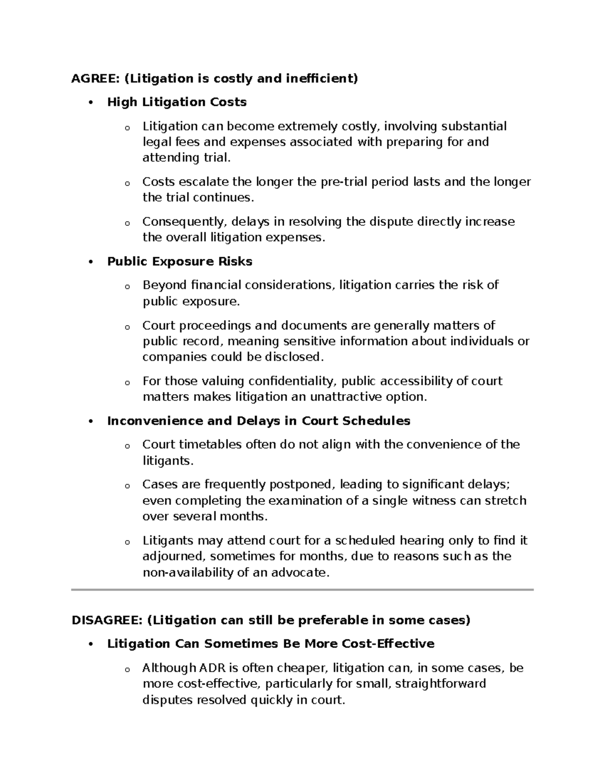 ADR - Notes on Litigation vs. Alternative Dispute Resolution - Studocu