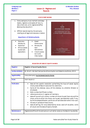 SBEC Handwritten Notes - CS Executive - Studocu