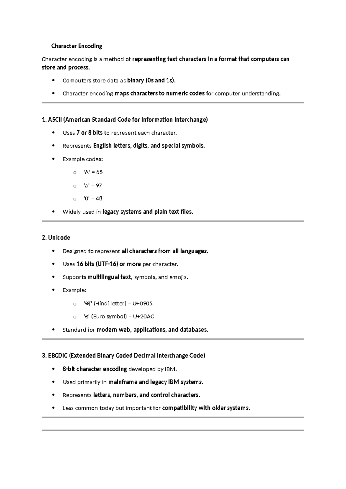 CSO Unit 2: Character Encoding & Number Systems Notes - Studocu