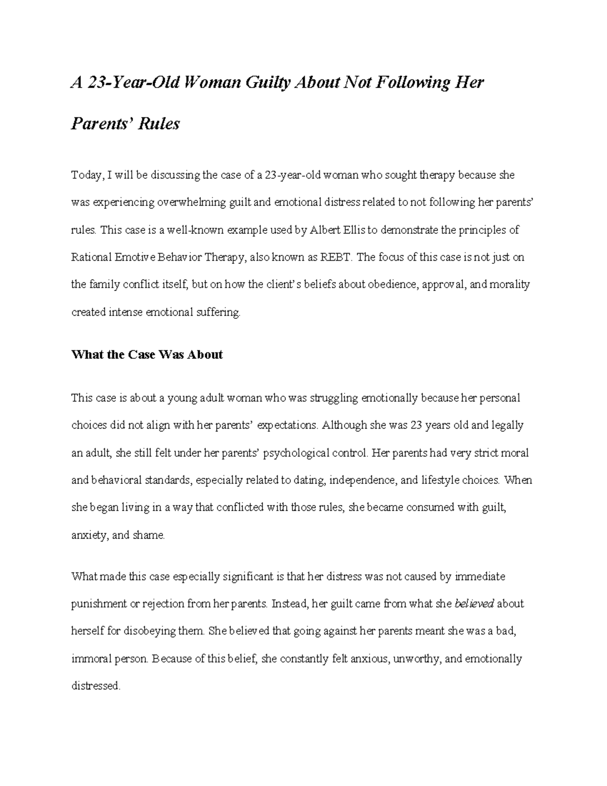 CASE Study - Genogram: Exploring Guilt and REBT Principles - Studocu