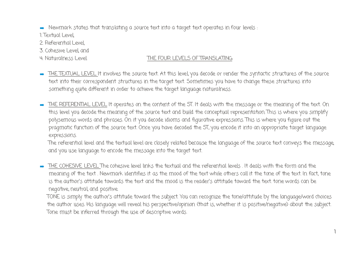 FOUR Levels of Translating: A Comprehensive Overview of Newmark's ...