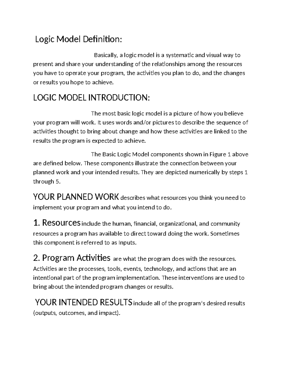 Logic Model Definition and Components Explained for Evaluation Studies ...