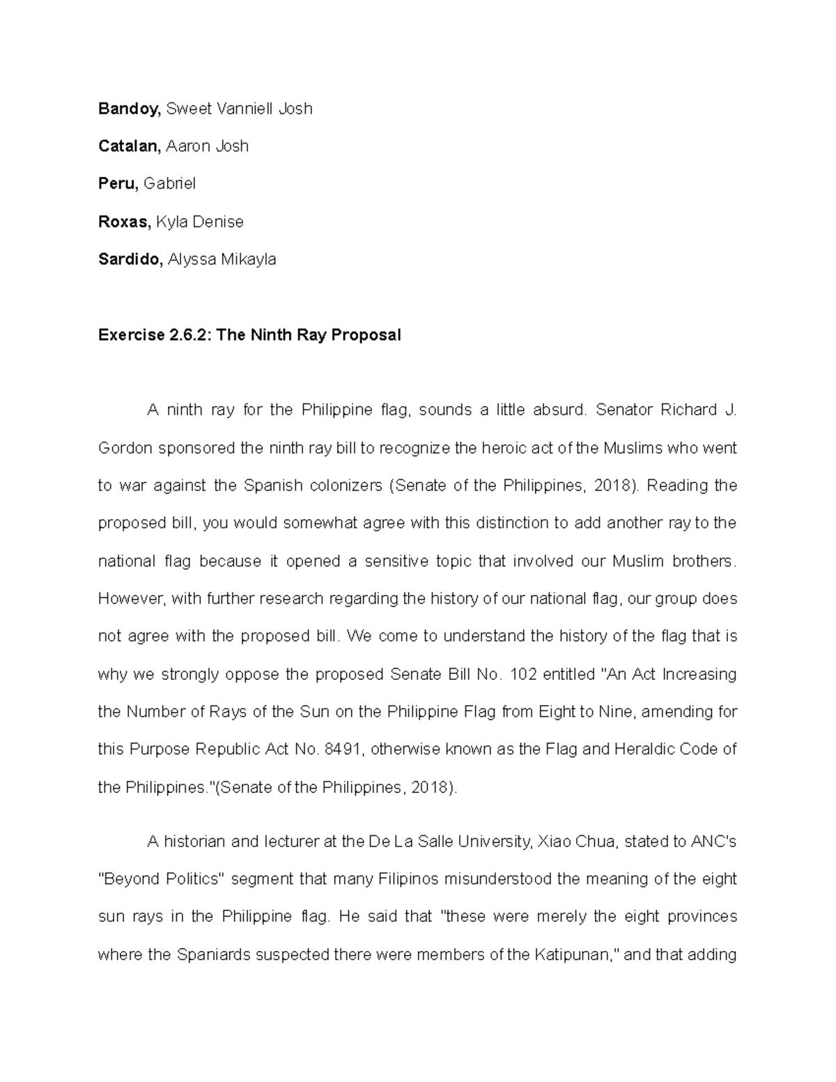 Essay on the "Ninth Ray Proposal" & "Act of Declaration" - Bandoy ...