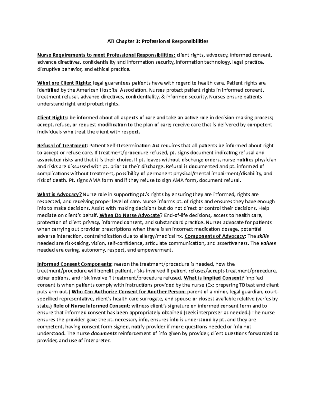 ATI Study Guide: Chapter 3 - Leadership & Professional Responsibilities ...