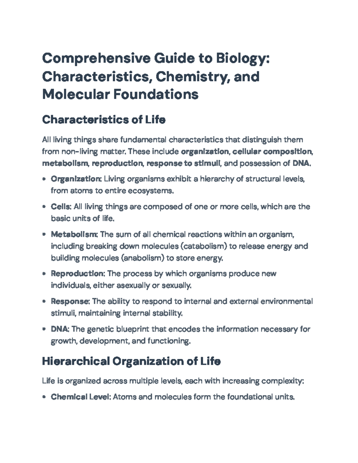 Comprehensive Guide to Biology: Characteristics and Molecular ...