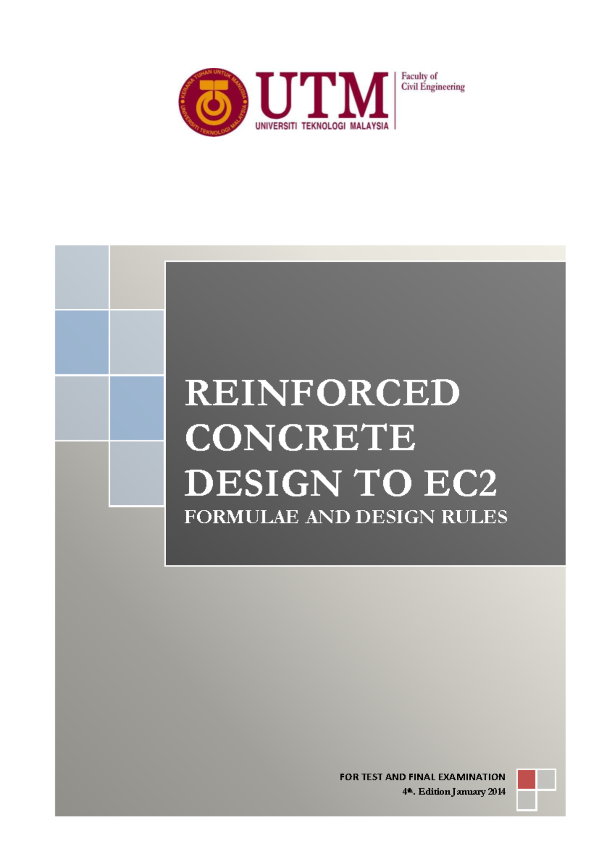 EC2 Reinforced Concrete Design: Formulae & Rules for Final Exam - Studocu