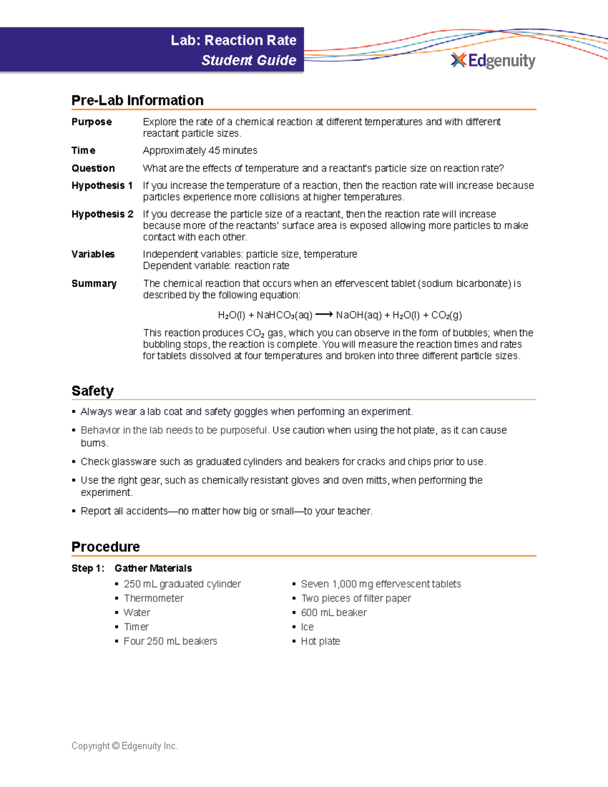 3210 08 02 student guide - Lab: Reaction Rate Student Guide Pre-Lab ...