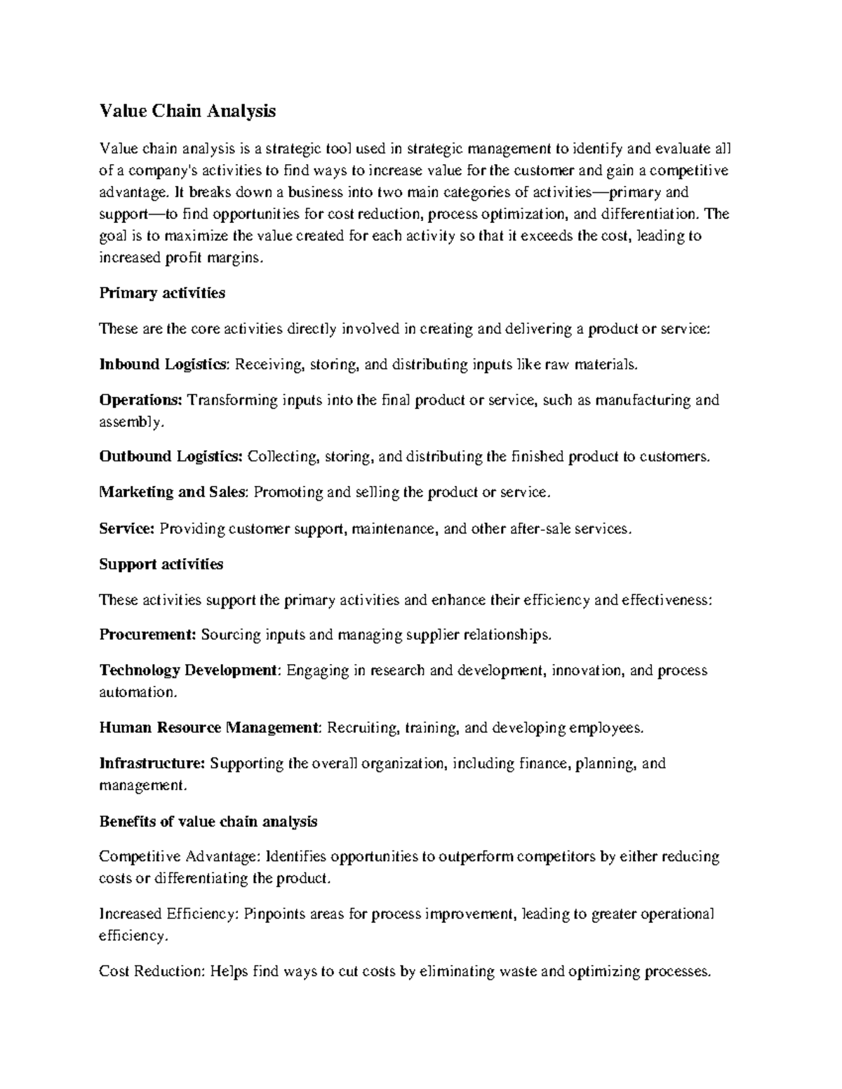 Value Chain Analysis: Strategic Insights for Competitive Advantage ...