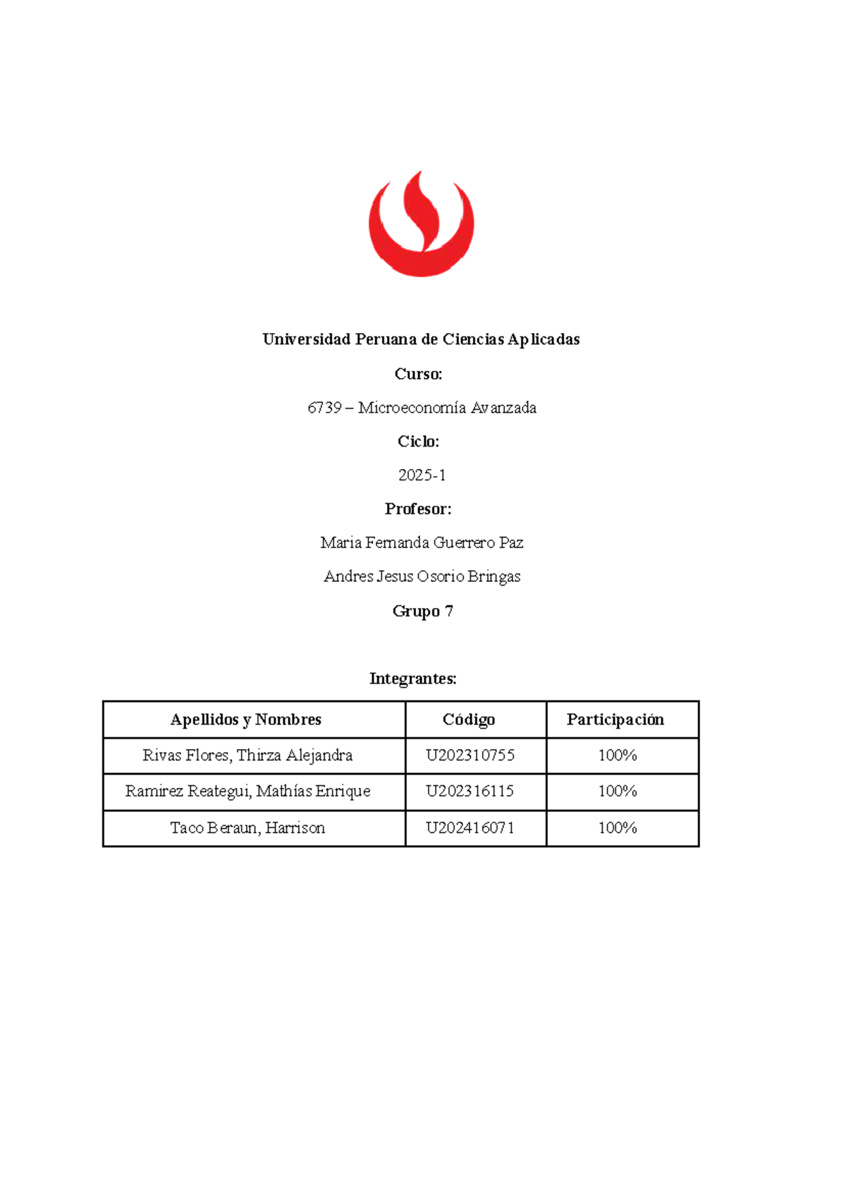 TA1 Micro Ava Grupo 7 - Tarea académica 1 - 2024-2 - Microeconomia ...