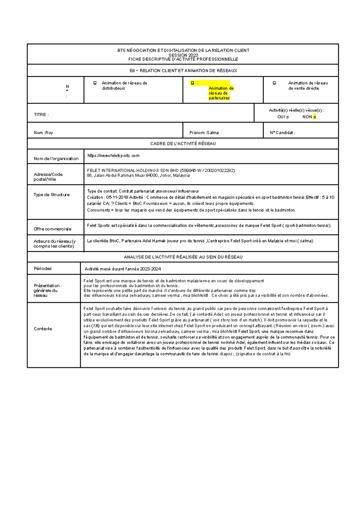 BTS NDRC 2025 - Fiche descriptive E6 - ANNEXE VII– BTS NÉGOCIATION ET DIGITALISATION DE LA ...