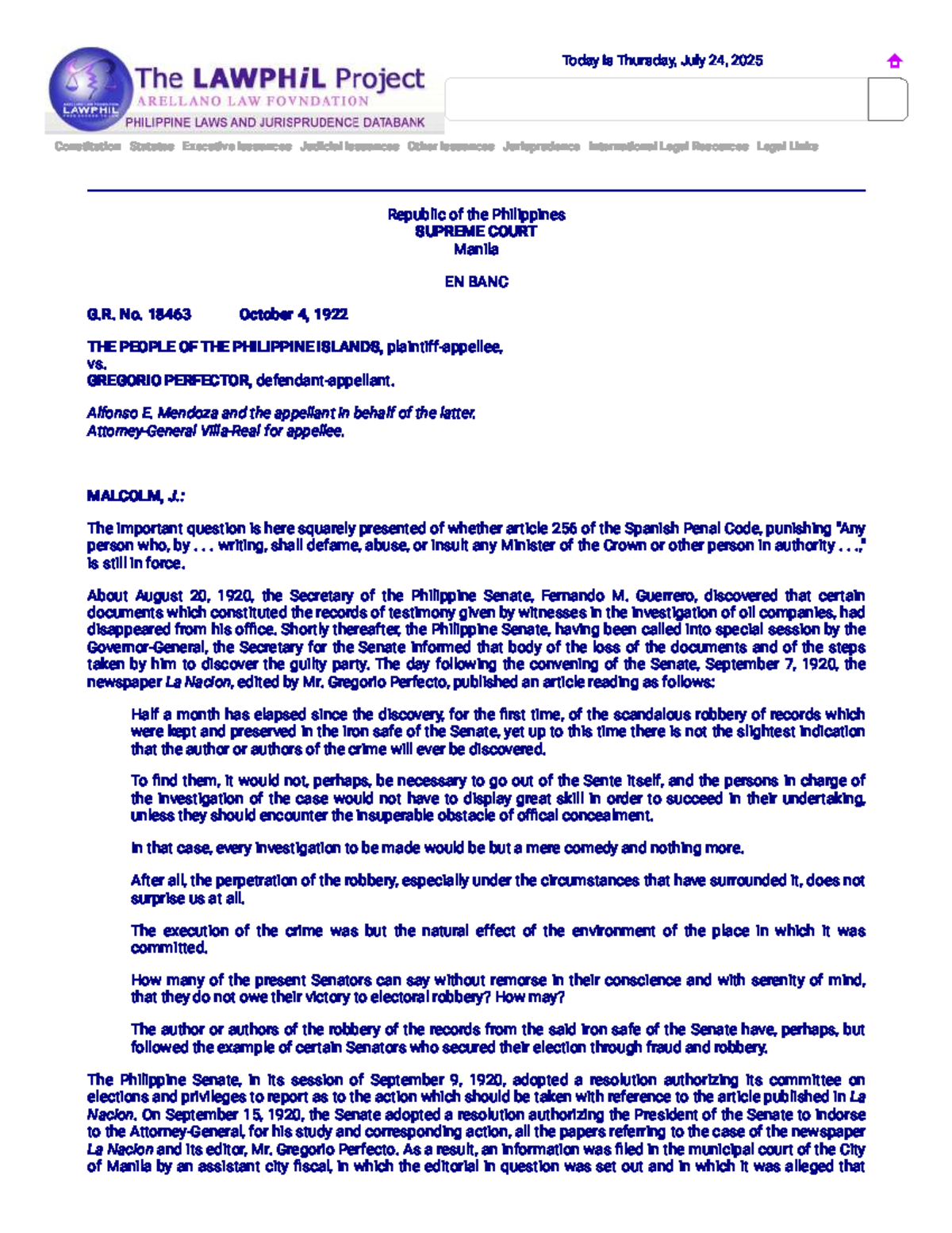 People vs. Perfecto: Analysis of Article 256 of the Spanish Penal Code ...