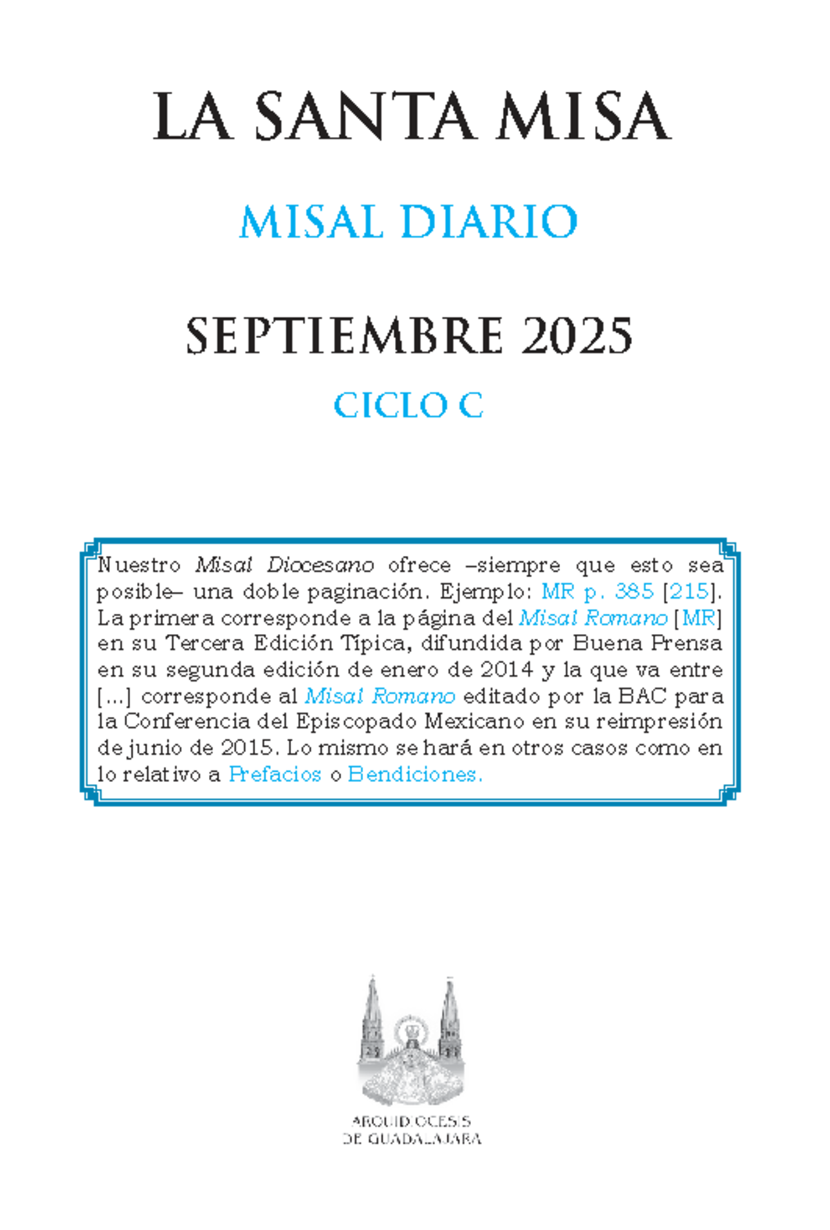 LA SANTA MISA MISAL DIARIO SEPTIEMBRE 2025 CICLO C - Studocu