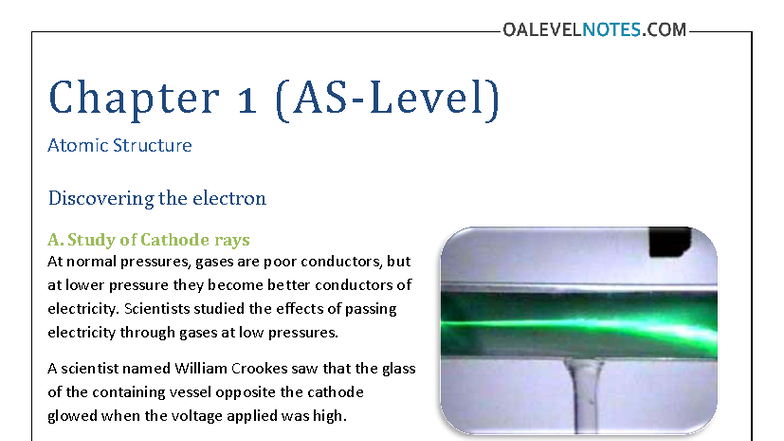 Chapter 1: Atomic Structure - Discovering Electrons and Subatomic ...