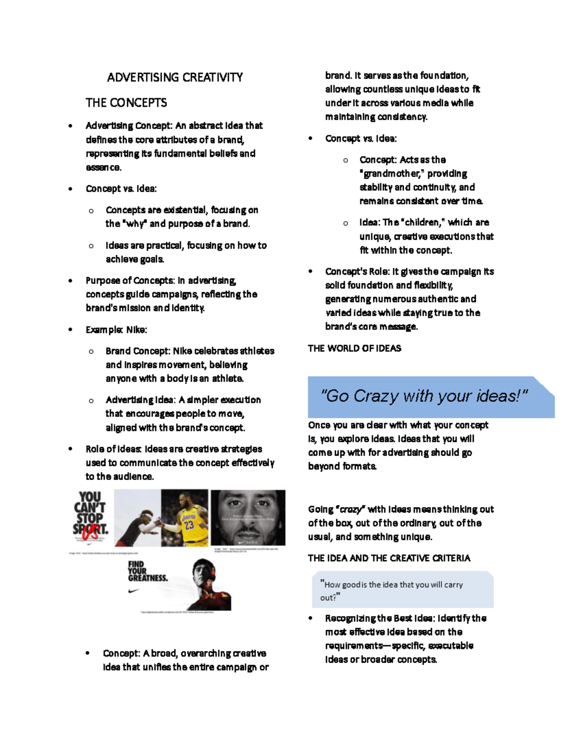 ADVT 101: Understanding Advertising Concepts and Creative Ideas - Studocu