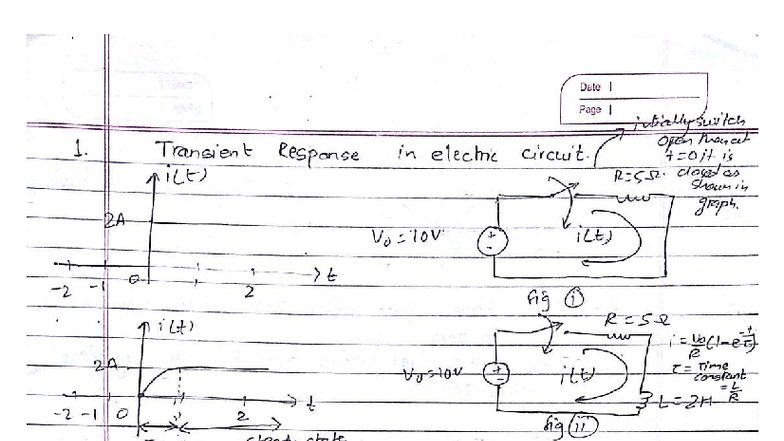 EE 101: Transient Response Analysis in Electric Circuits - Studocu