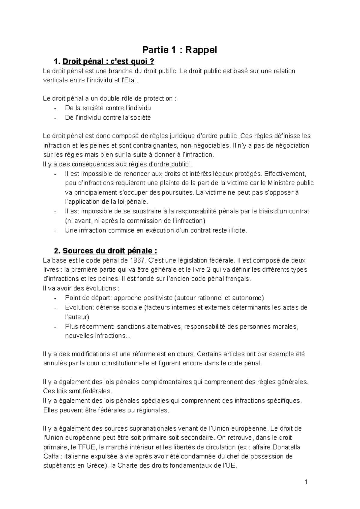 Droit Pénal Général : Concepts et Sources Essentielles - Studocu