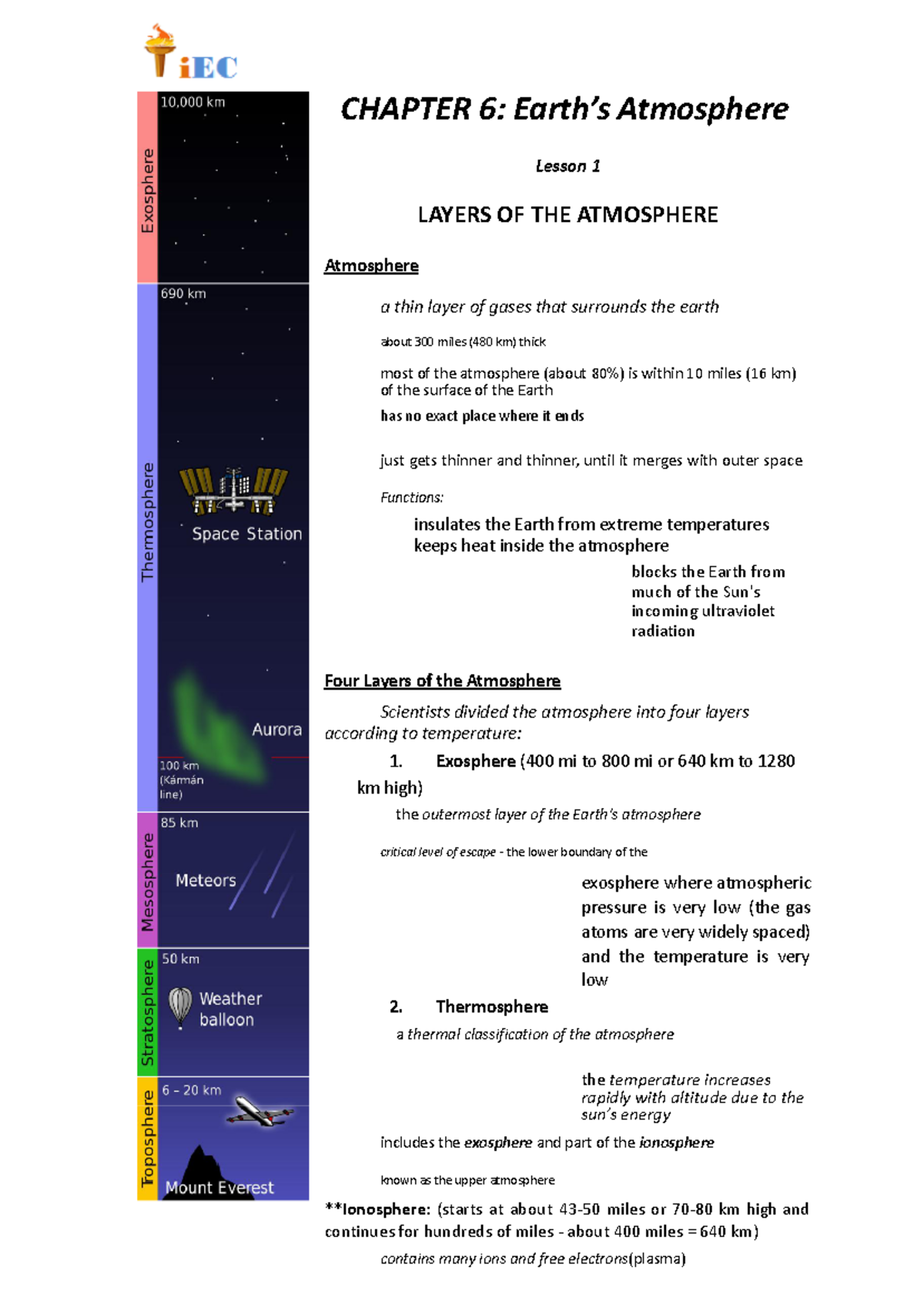 Chapter 6 General Atmosphere 2013 - CHAPTER 6: Earth’s Atmosphere ...