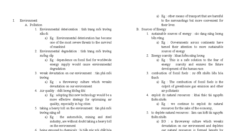 Environmental Issues and Solutions: Writing Vocab by Topics (ENG101 ...