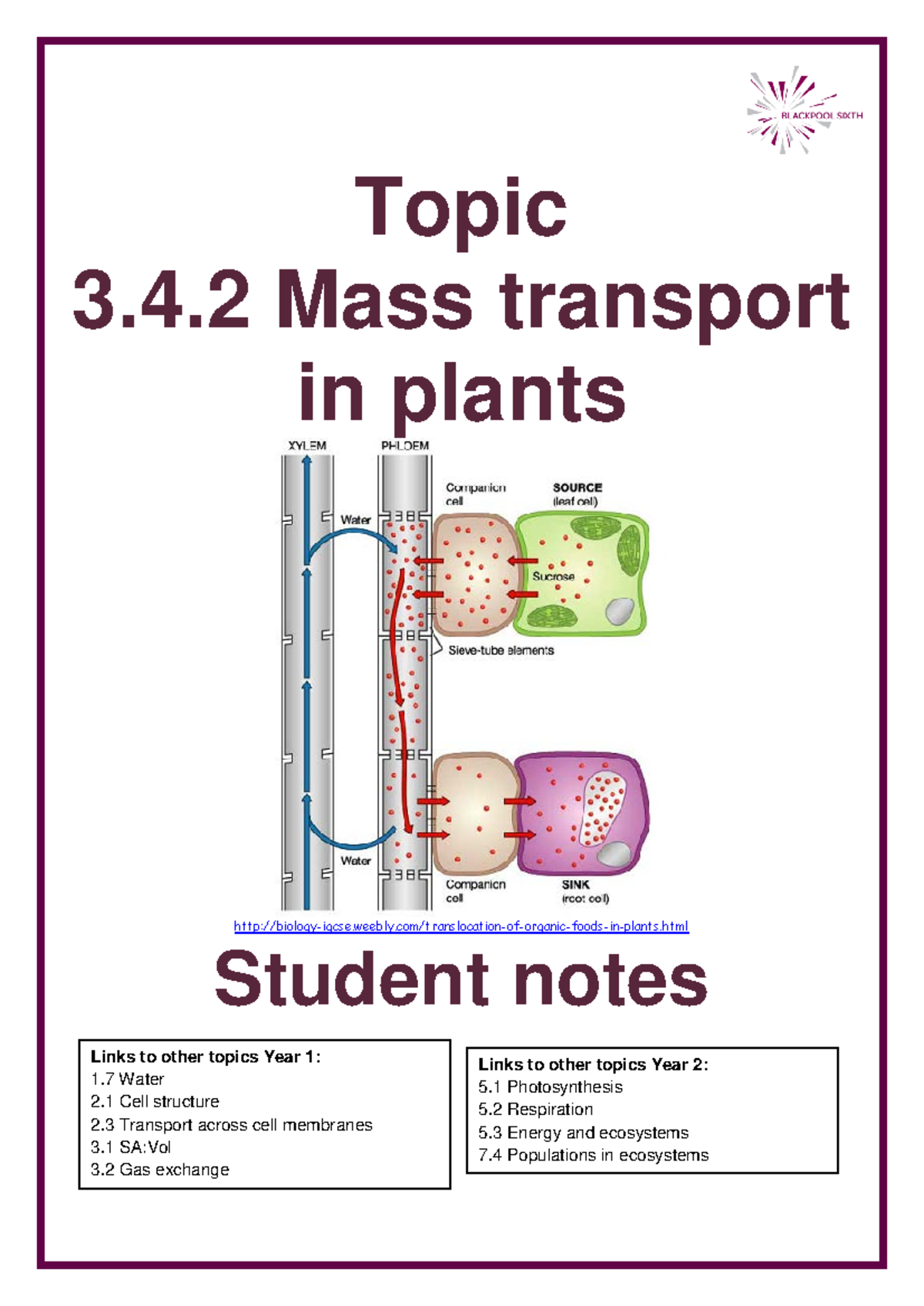 3.4.2 Mass Transport in Plants: Mechanisms of Water and Sugar Movement ...