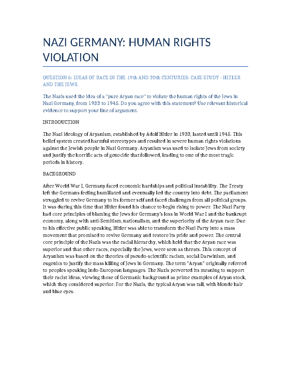 Case Study: Human Rights Violations in Nazi Germany (HG 101) - Studocu