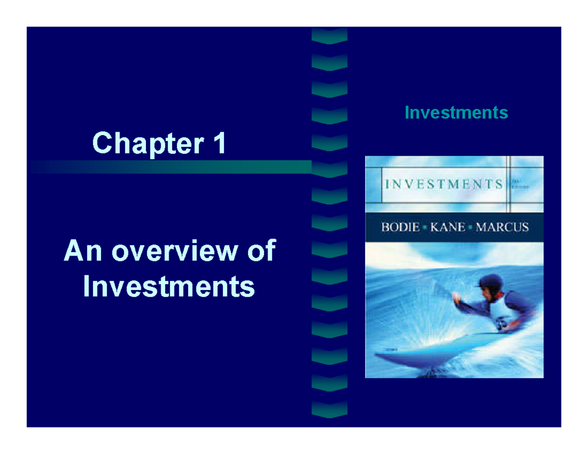 Investments Chapter 1: Overview of Financial and Real Assets - Studocu