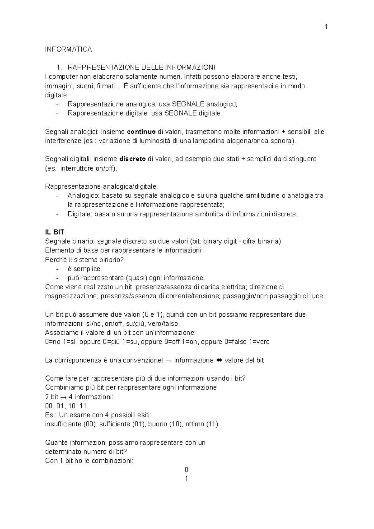 Informatica - Appunti Corso con Slide Integrate (CS101) - Studocu