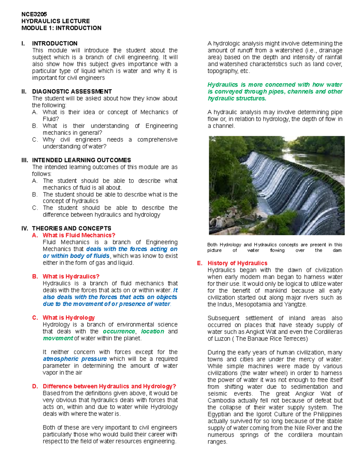 NCE3205 Hydraulics Lecture Module 1: Introduction to Fluid Mechanics ...
