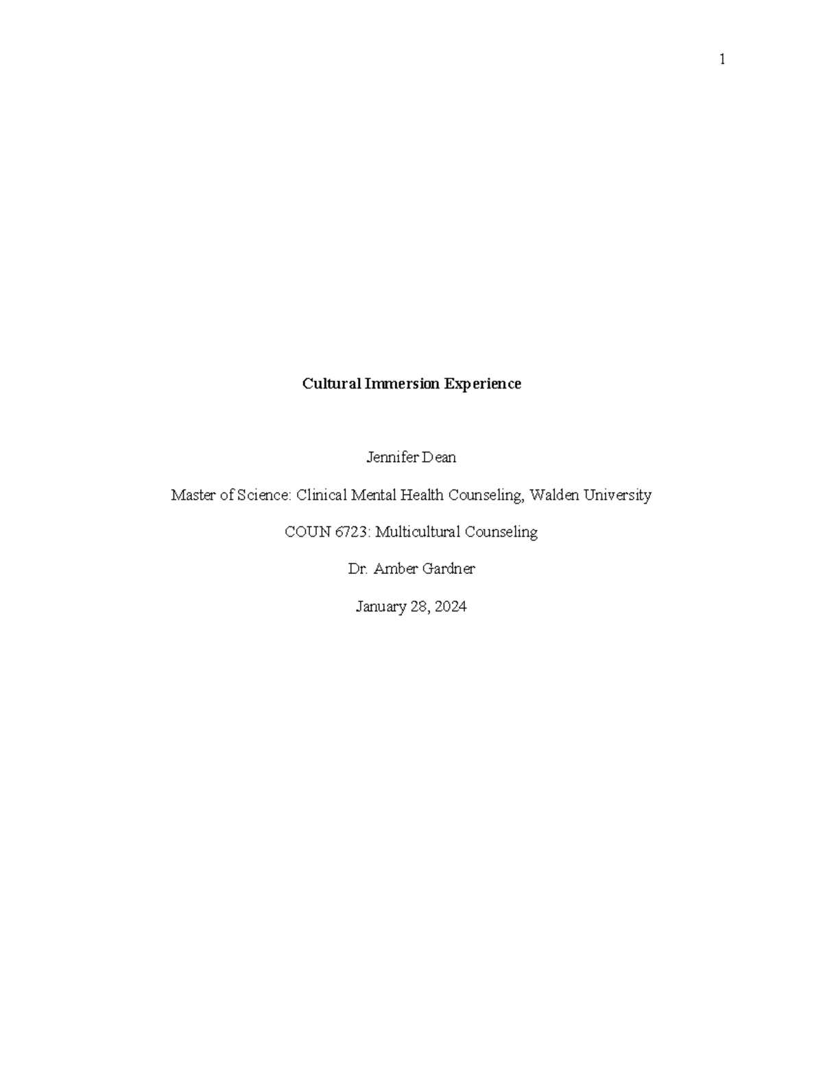 COUN 6723: Cultural Immersion Experience Reflection by Jennifer Dean ...