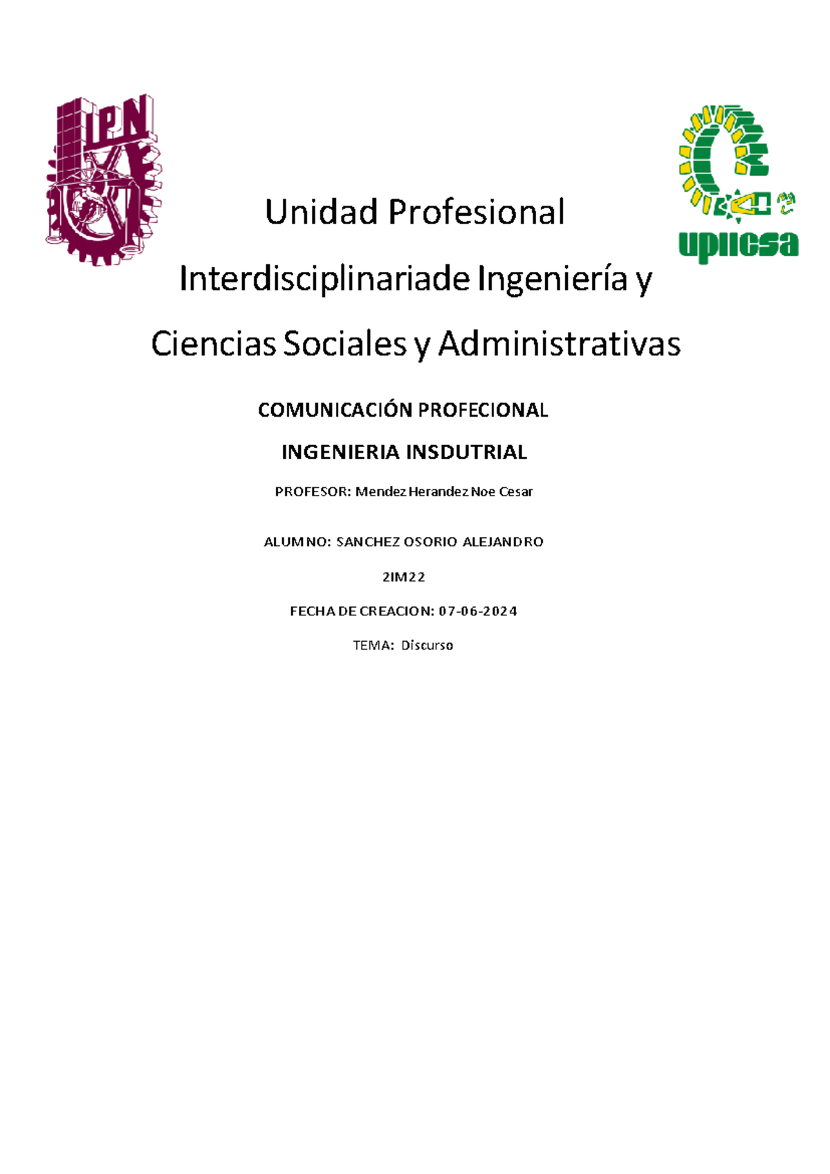 Discurso- Sanchez Osorio Alejandro - Unidad Profesional ...