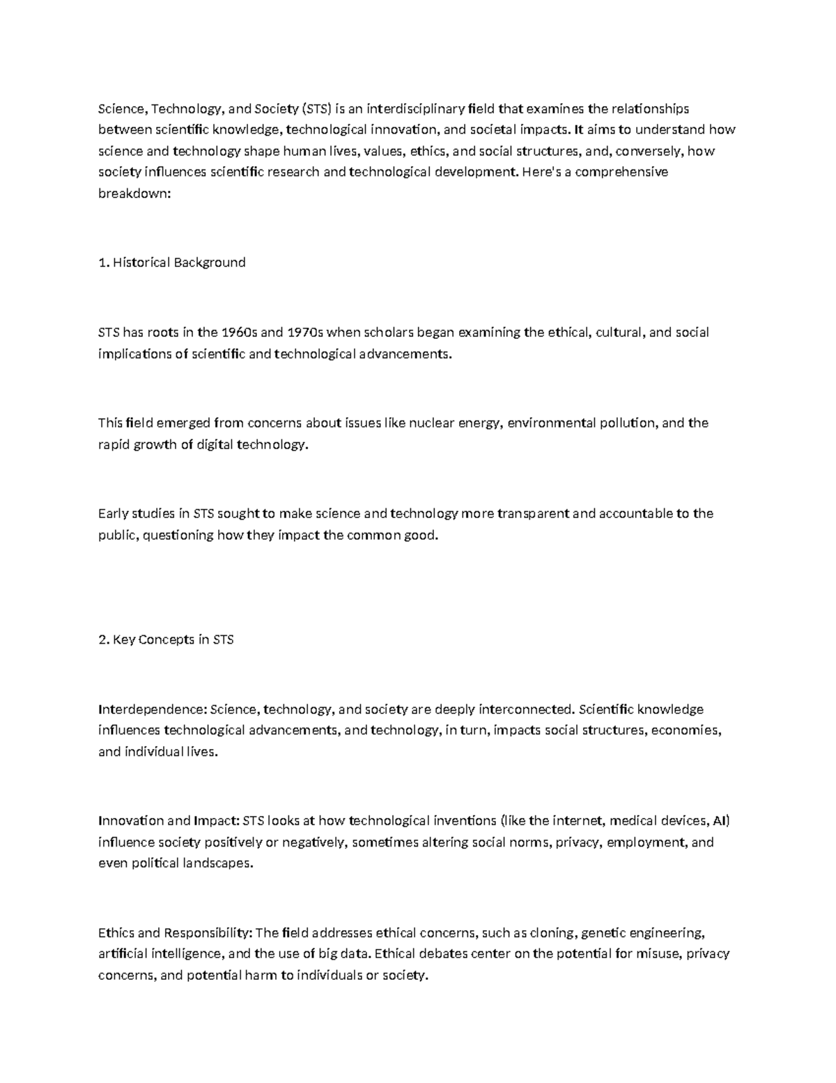 STS: Comprehensive Overview and Key Concepts in Science, Technology ...