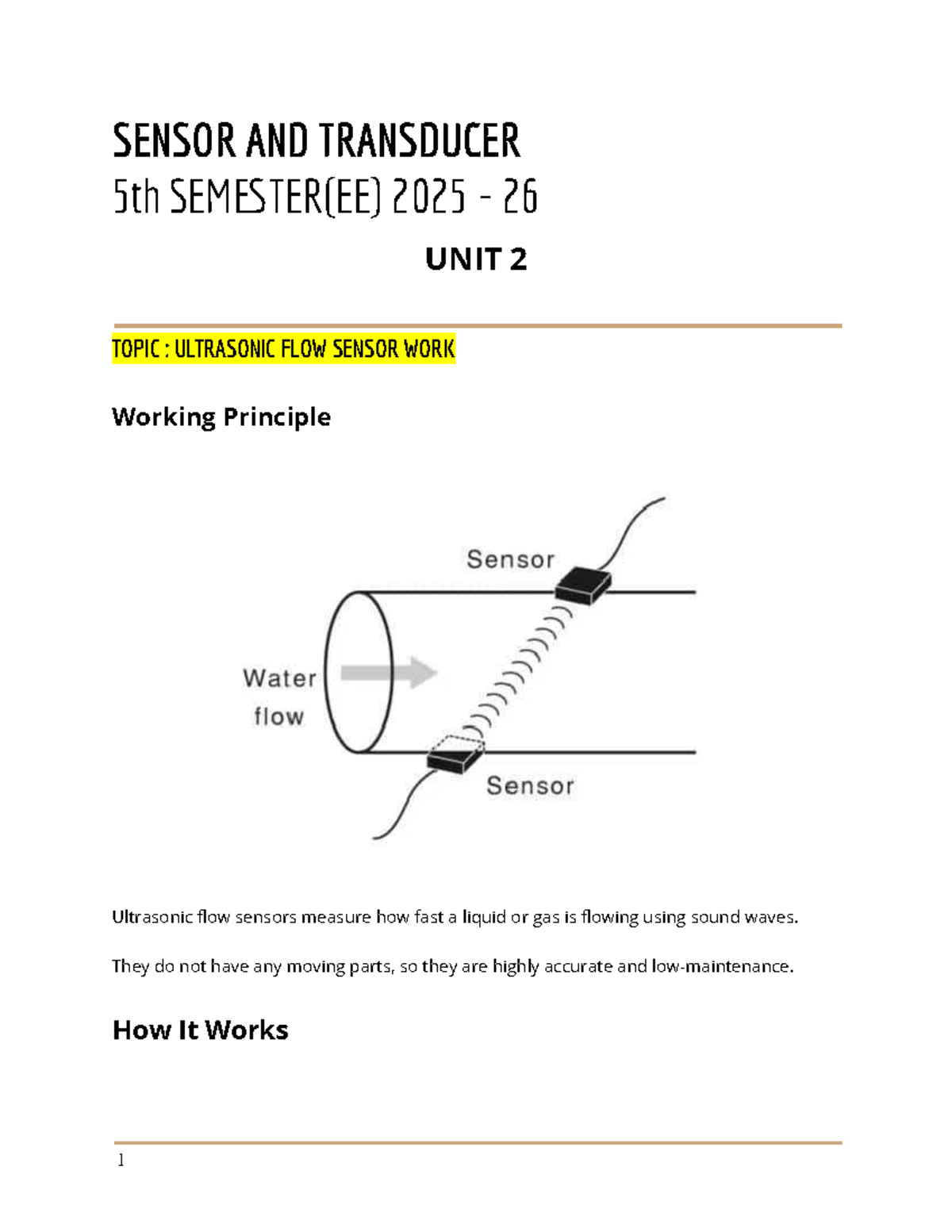 SENSOR AND TRANSDUCER 5th SEMESTER (EE) 2025-26 UNIT 2: FLOW SENSORS ...
