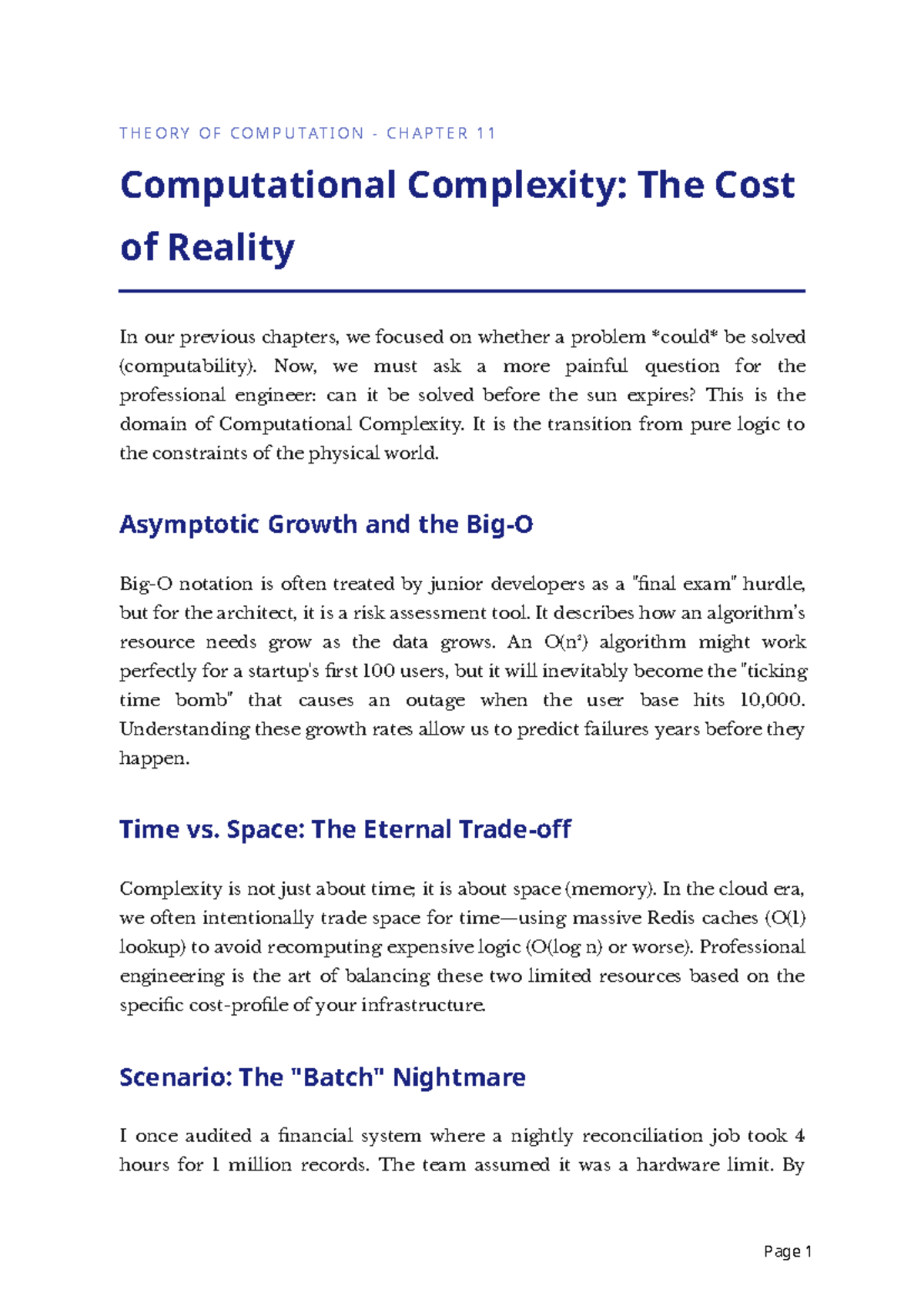 COMPUTATIONAL COMPLEXITY CHAPTER 11: The Cost of Reality - Studocu