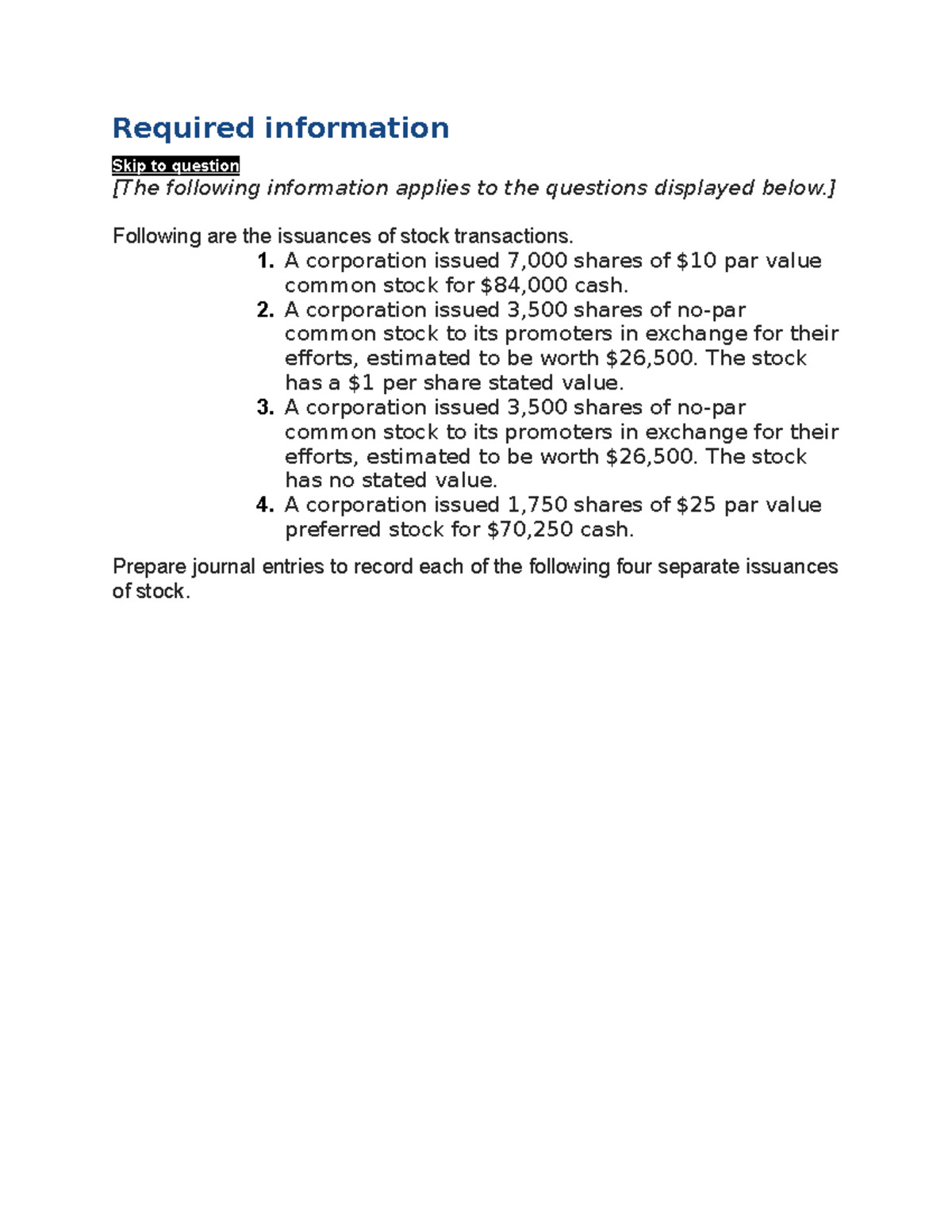 Problem 11#1 - Required information Skip to question [The following ...