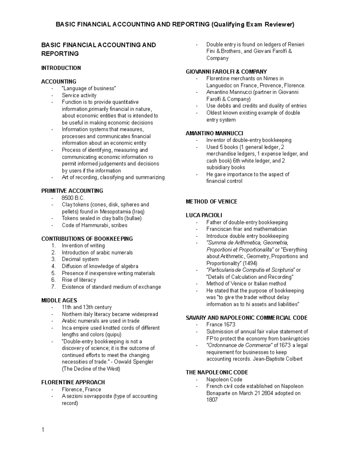 BFAR 101: Summary of Basic Financial Accounting & Reporting Notes - Studocu