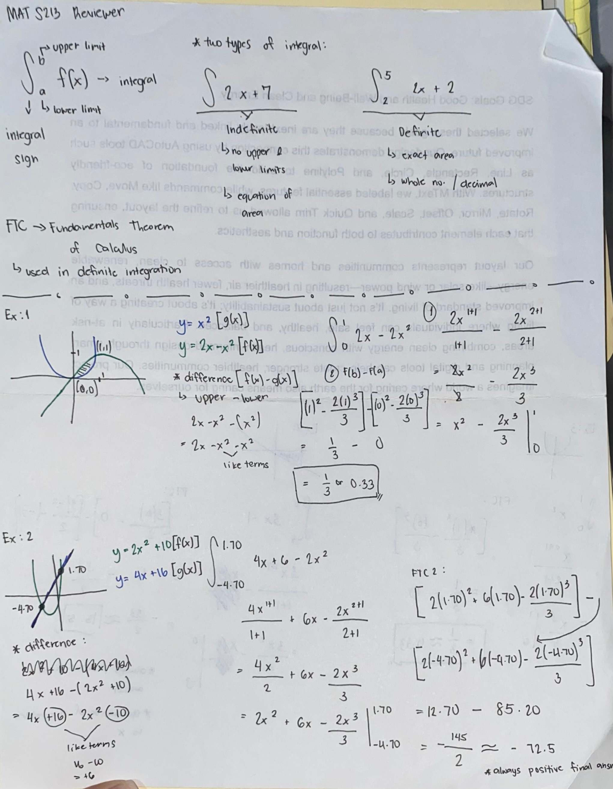 MAT S213 Comprehensive Review: Integrals, Reactions, and Media ...