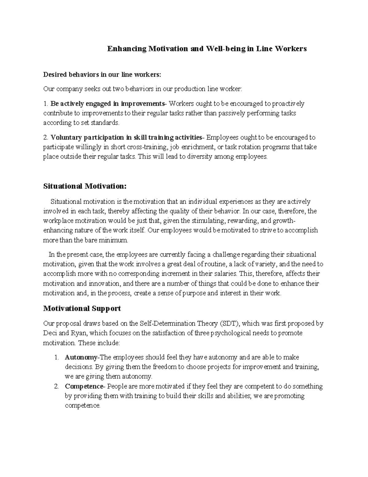 Enhancing Motivation and Well-being in Line Workers: A Strategic ...