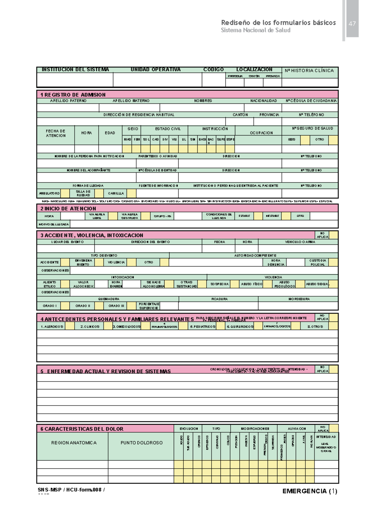 Rediseño del Formulario 008 MSP para el Sistema Nacional de Salud - Studocu