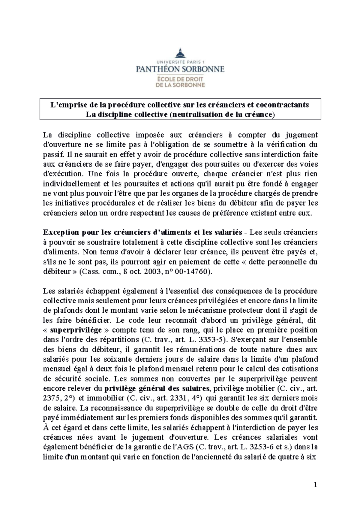 2025.26. La soumission à la discipline collective : neutralisation des ...