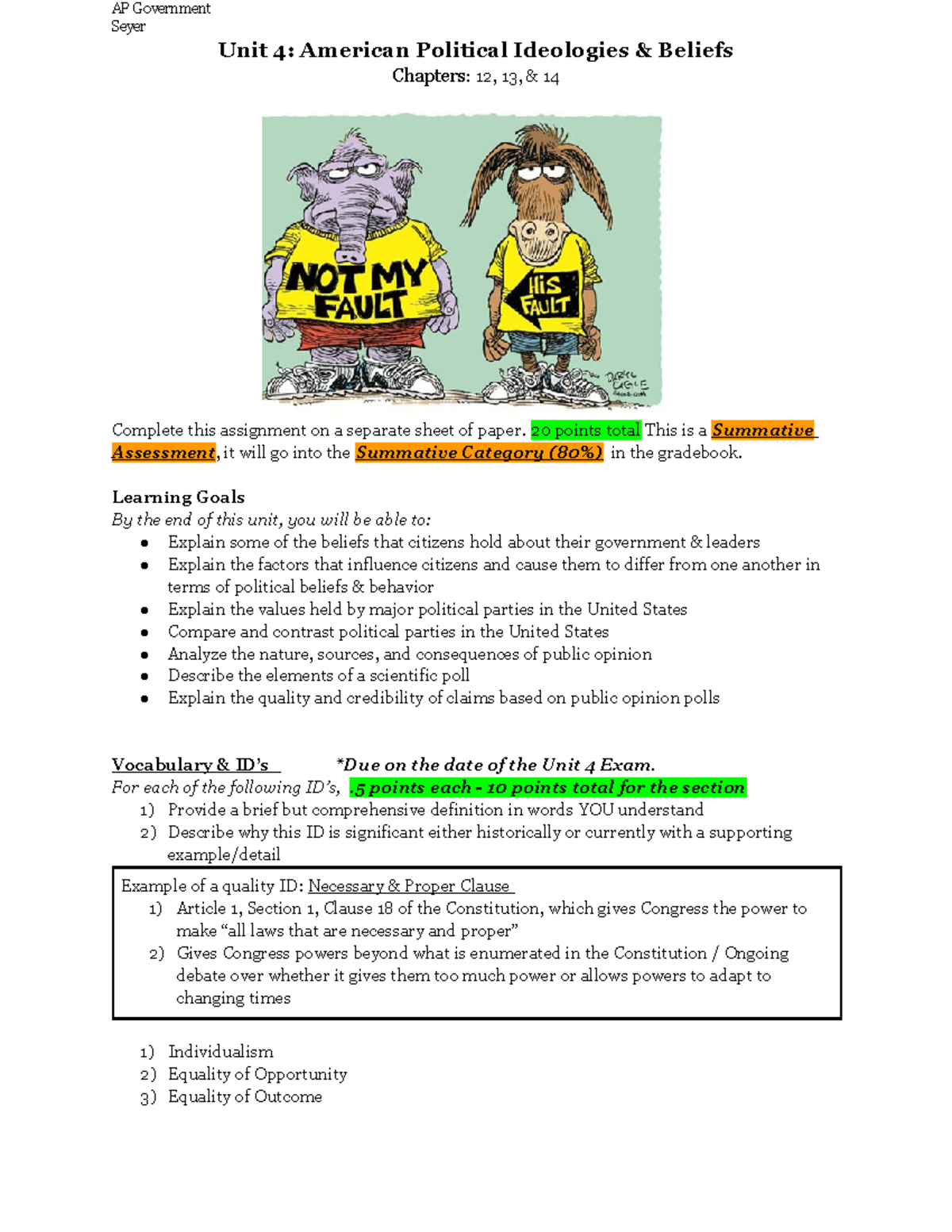 AP Government Seyer Unit 4: Political Ideologies & Beliefs - Studocu