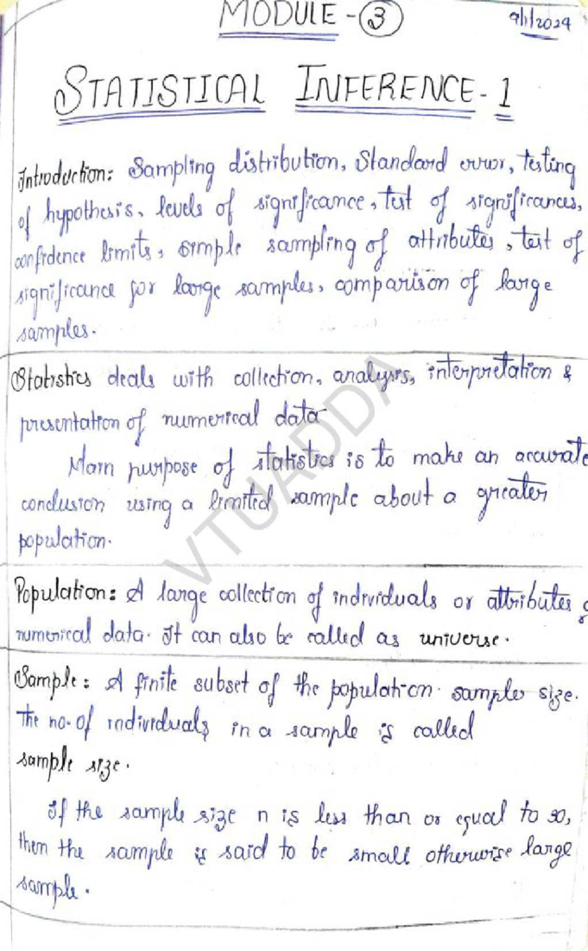 Module 3 Notes: Statistical Distribution - BCS301 - Studocu
