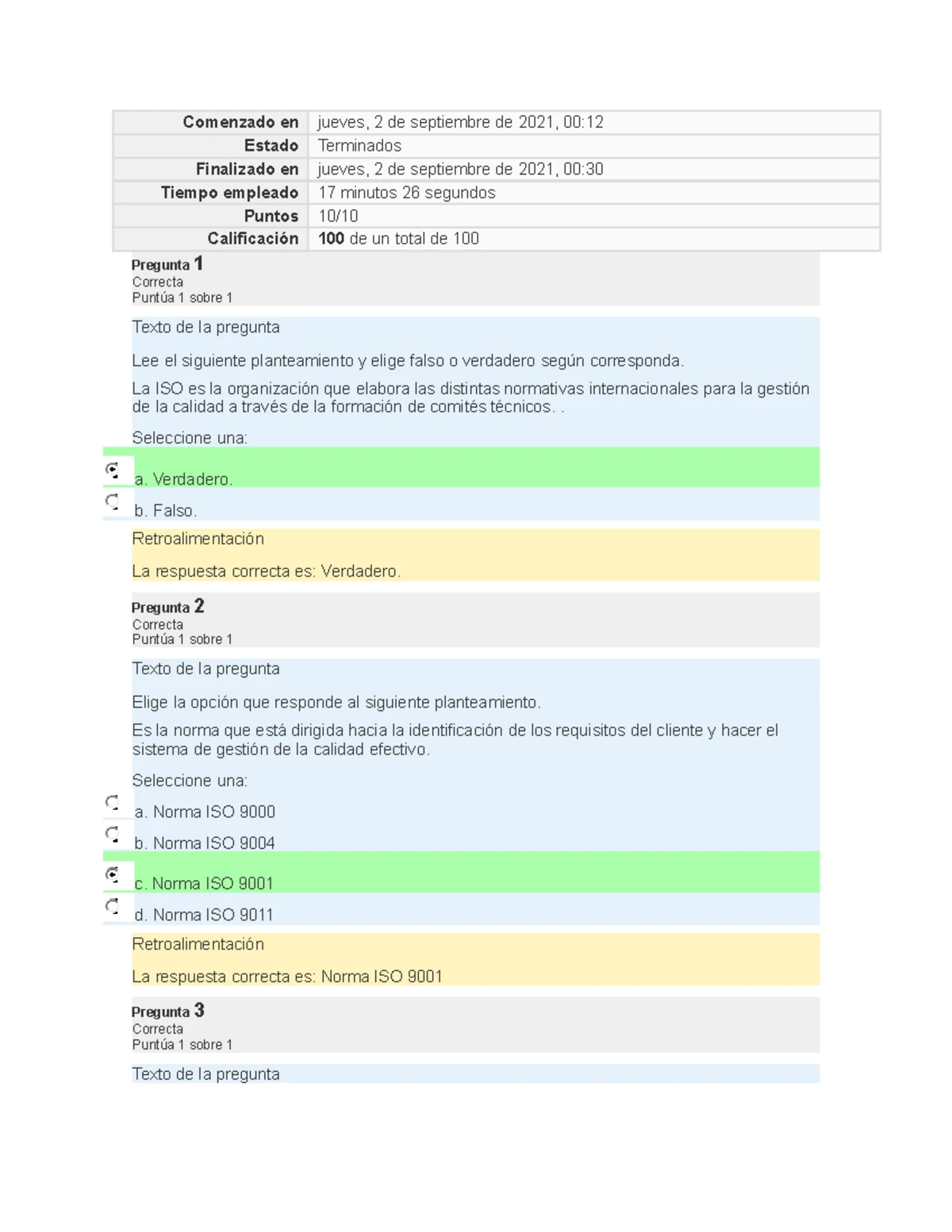 Sistemas de Calidad y Normas ISO: Preguntas y Respuestas - Studocu