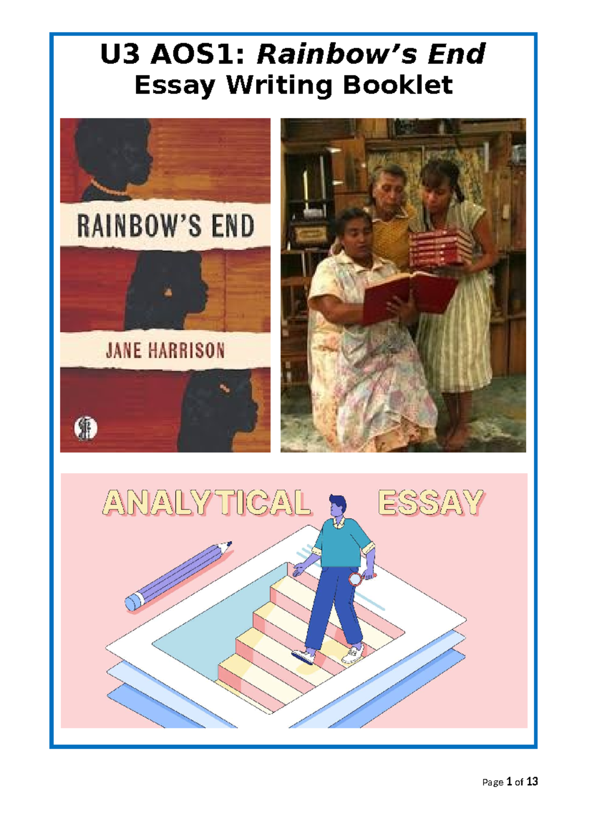 U3 AOS1: Analytical Response Guide for "Rainbow's End" Essay - Studocu