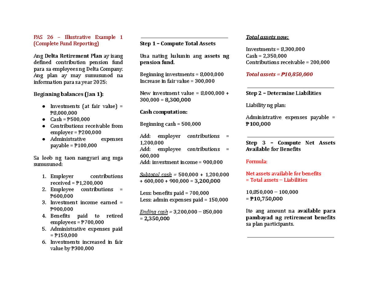 PAS 26 & PAS 27 Computations for Defined Benefit Plans and Investments ...