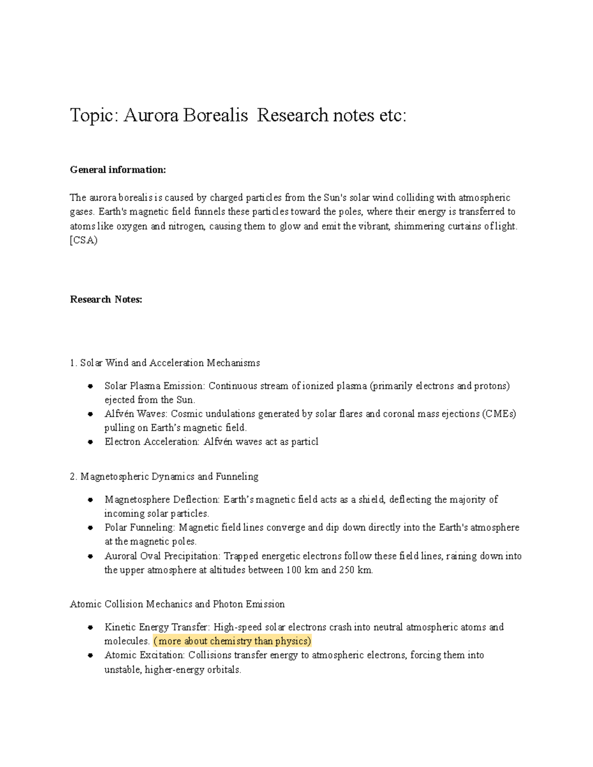 (SPH4U) – Aurora Borealis Research Notes and Physics Connections - Studocu