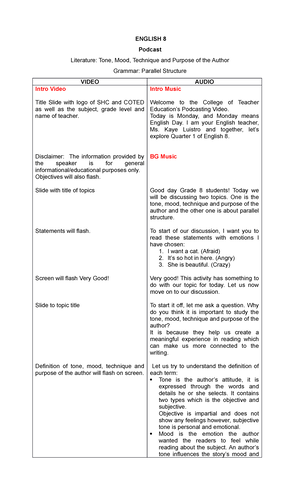 Reading and Writing Q1 M4 - Reading and Writing Reading and Writing ...