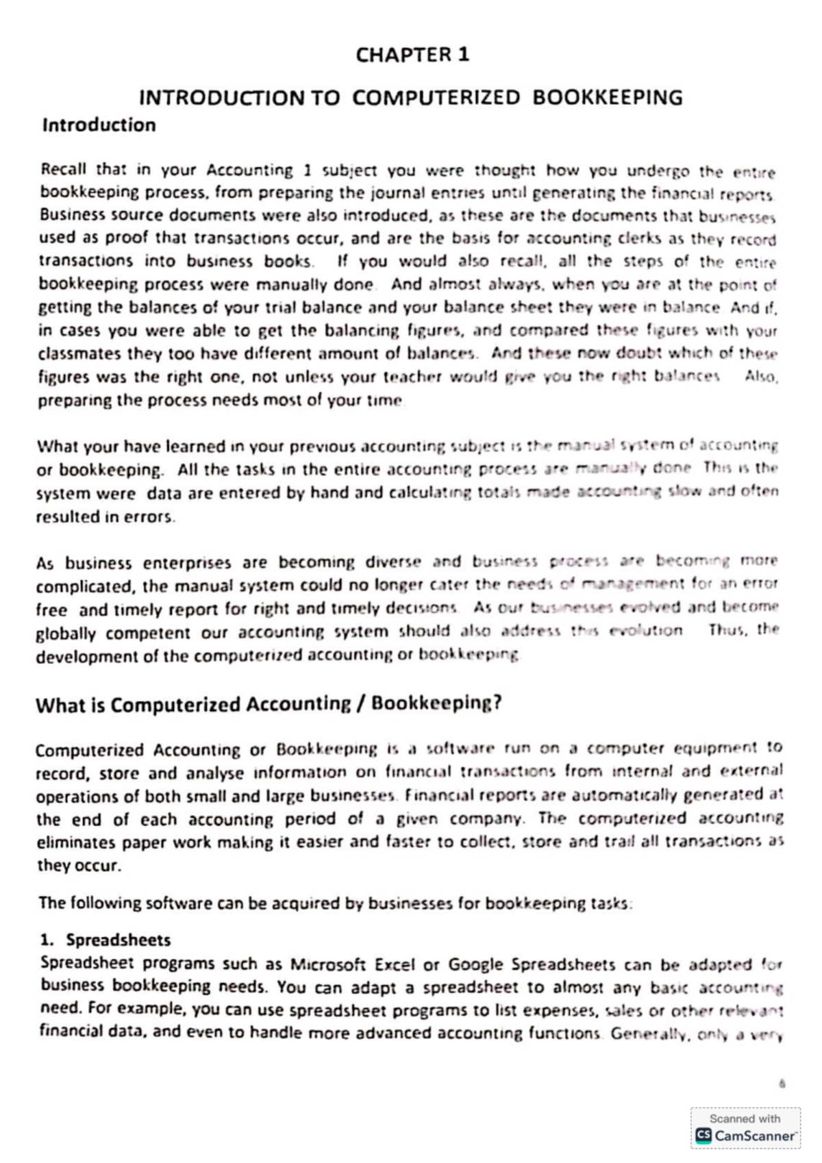 Acctg 311 Chapter 1 - Introduction to Computerized Bookkeeping and ...