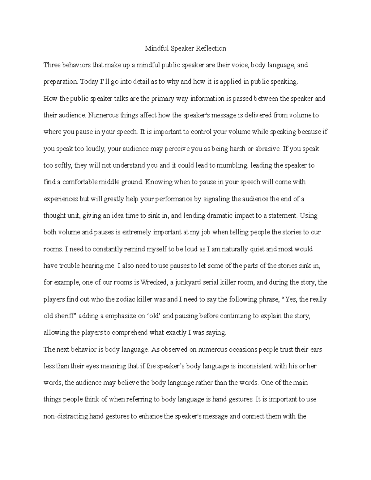 Mindful Speaker Reflection: Key Behaviors for Effective Public Speaking ...