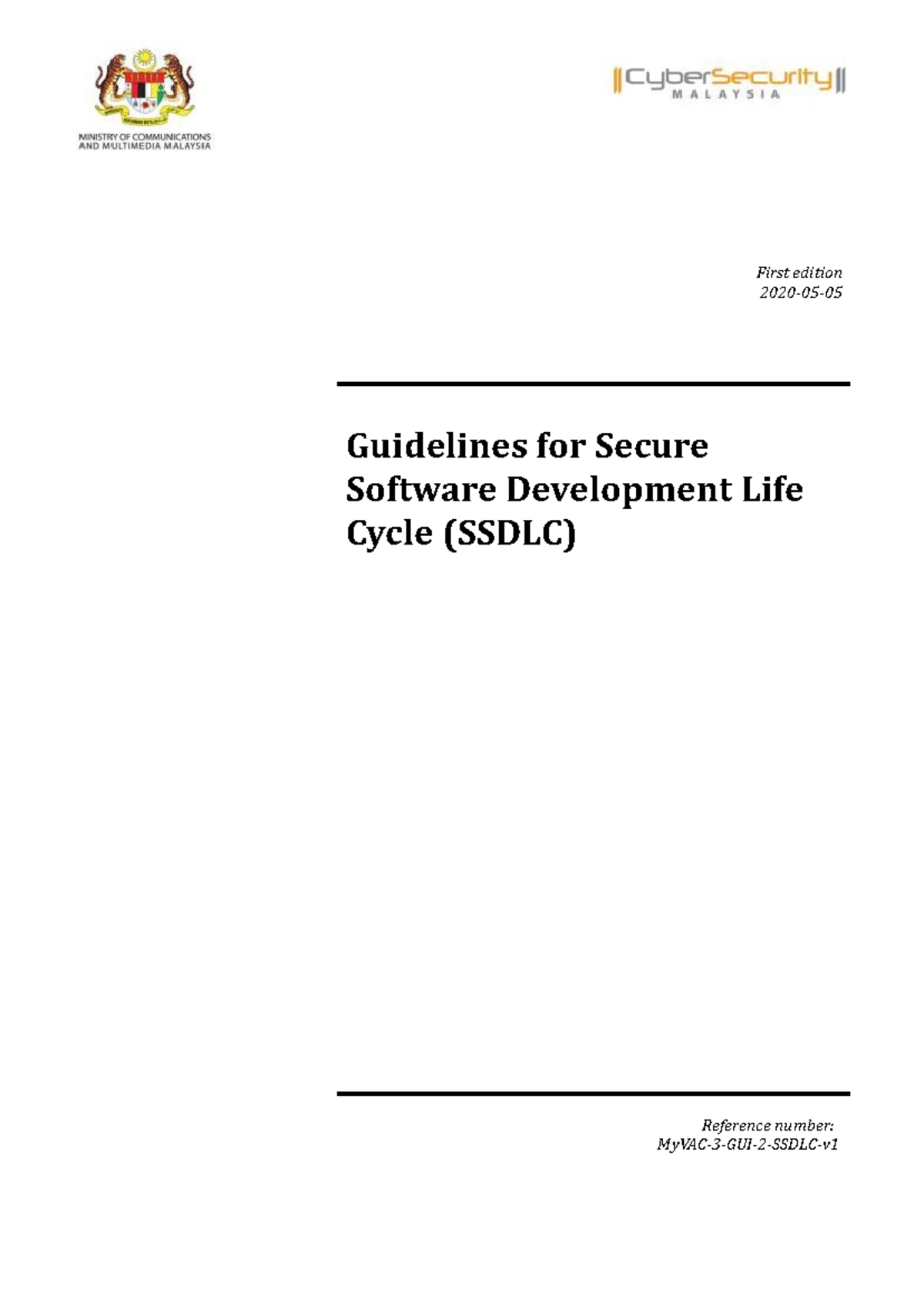 My VAC-3-GUI-2- Ssdlc-v1 - First edition 2020-05- Guidelines for Secure Software Development ...